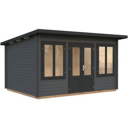 Gartenhaus Palmako "Lisa", dunkelgrau, anthrazit, Fu&szlig;boden im Gartenhaus, ohne Dacheindeckung, Massivholz, Gartenh&auml;user, Gartenhaus, verschiedene Farben