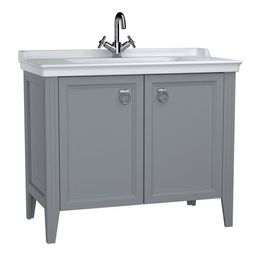 Vitra Valarte Waschtisch-M&ouml;bel-Set 62157 99,5 x 53 x 88 cm, 2 T&uuml;ren, Korpus grau matt/Waschtisch wei&szlig; hochglanz