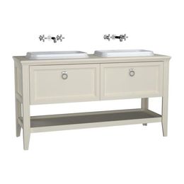 Vitra Valarte Einbauwaschtisch-M&ouml;bel-Set 62212 149,5 x 52 x 87,5 cm, links/rechts, Korpus elfenbein matt/Waschtisch wei&szlig; hochglanz