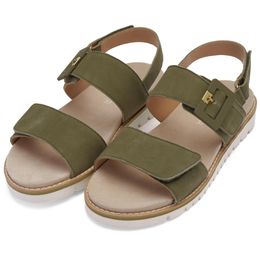 Keilsandalette Ara "KENT", Damen, Gr. 38, oliv, Ziegenveloursleder, unifarben, Schuhe, Riemchensandale mit Zierschnalle, in Komfortweite G (= weit)