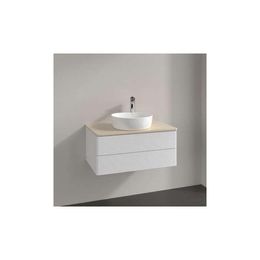 Villeroy & Boch Villeroy und Boch Antao Waschtisch-Unterschrank L19153GF mit Beleuchtung, 2 Ausz&uuml;ge, 800 x 360 x 500 mm, Front mit Struktur, Glossy White Lacquer / Botticino