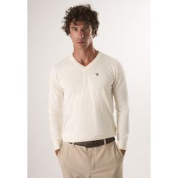 V-Ausschnitt-Pullover FELIX HARDY "Pullover mit V-Ausschnitt", Herren, Gr. XL, ecru, 100% Baumwolle, Pullover