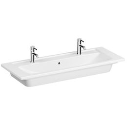 Vitra Integra Doppelm&ouml;belwaschtisch 7058B003-1474 120x46,5cm, 1 Becken, mit &Uuml;berlauf/2 Hahnl&ouml;cher, wei&szlig;
