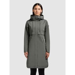 Kurzmantel Khujo "MANAO2", Damen, Gr. M, schwarz sea gr&uuml;n, Web, 100% Polyester, unifarben, regular fit ca. Mitte Oberschenkel, eingesetzt abgesteppte Kante, M&auml;ntel Kurzmantel