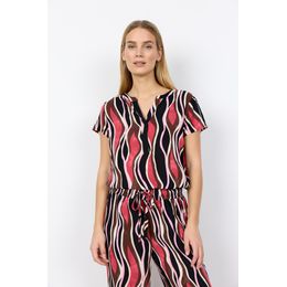 Shirtbluse soyaconcept "SC-CAMMI 1", Damen, Gr. L, rapture rose combi, Web, Obermaterial: 100% Viskose, gemustert, normal, V-Ausschnitt, Blusen