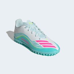 M&auml;dchen Fu&szlig;ballschuh "F50 MESSI CLUB TURF KIDS", adidas Performance, Gr. 38,5cloud wei&szlig;, lucid pink, flash aqua, Synthetik, Textil, Schuhe, f&uuml;r