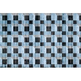 Fototapete ARCHITECTS PAPER "Atelier 47 Squares 3D 3", blau (grau, schwarz, hellblau), B:4m L:2,7m, Vlies, Tapeten, Vlies, Wand, Schr&auml;ge, Decke