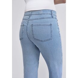 WONDERJEANS Damen 7/8-Jeans, blau, Gr. 44, gestreift, Denim/Jeans, Obermaterial: 87% Baumwolle, 9% Polyester, 4% Elasthan, Jeans, Figurschmeichelnder