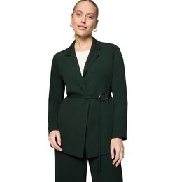 Jackenblazer Zero "Damen strukturiert mit Bindedetail", Damen, Gr. 34, gr&uuml;n forest, Obermaterial: 100% Polyester; Futter: 100% Polyester, Strukturmuster, figurbetont normal, Blazer, Schnalle