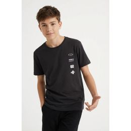 T-Shirt Tom Tailor, Jungen, Gr. 128, coal grau, Jersey, Obermaterial: 100% Baumwolle, unifarben, normal h&uuml;ftbedeckend, Rundhals, Shirts T-Shirt, mit kleinen Prints, f&uuml;r Boys
