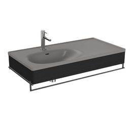 Vitra Equal M&ouml;belwaschtisch-Set 66058 102,5x52cm, mit M&ouml;belwaschtisch asymmetrisch, steingrau, mit Holzblende schwarz-eiche