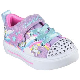 Lauflernschuh Skechers "TWINKLE SPARKS - JUMPIN CLOUDS", Baby, Gr. 26, bunt (lavendel, multi), Lederimitat, Synthetik, Glitzer, Schuhe Lauflernschuh, Blink,-Klettschuh mit Nieten, Gr&ouml;&szlig;enschablone zum Download
