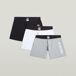 G-Star Raw Boxershorts G-STAR "MACE, 3 PACK TRUNKS", Damen, Gr. L, 3 Stk., grau marl, hellwei&szlig;, schwarz, Jersey, Obermaterial: 95% Baumwolle, 5% Elasthan, unifarben, eng, Unterhosen, mit Logobund