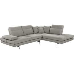 Ecksofa Calia italia "Toby Wing, B/T: 288/232 cm, Designsofa, Premium Sitzkomfort, L-Form", grau (grigio mario), B:288cm H:90cm T:232cm, Mikrofaser mit Nubuk Optik (100% Polyester), Sofas, Ecksofa, Sitztiefenverstellung, wahlw. mit Kissen-Set,F&uuml;&szlig;e schwarz matt