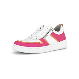 Sneaker Gabor "Gabor Sneaker Leder", Damen, Gr. 38, wei&szlig; (wei&szlig;, pink), Leder, Schuhe Sneaker