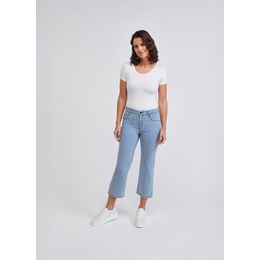 WONDERJEANS Damen 7/8-Jeans, blau, Gr. 34, gestreift, Denim/Jeans, Obermaterial: 87% Baumwolle, 9% Polyester, 4% Elasthan, Jeans, Figurschmeichelnder