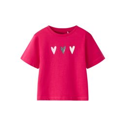 T-Shirt name it "NMFFINULA NREG SS TOP BOX PB", M&auml;dchen, Gr. 104, love potion, Jersey, Obermaterial: 100% Baumwolle, bedruckt, unifarben, normal normal, Rundhals, Shirts T-Shirt