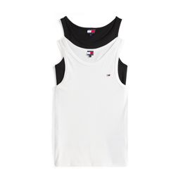 Tanktop Tommy Jeans "TJM XSLIM 2PCK RIB TANK EXT", Herren, Gr. XXL, beige (ecru, schwarz), Single Jersey, Obermaterial: 100% Baumwolle, slim fit, tiefer Rundhals, Tops Tanktop, mit gerippter Struktur