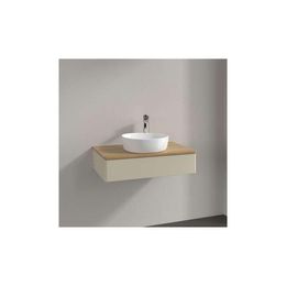 Villeroy & Boch Villeroy und Boch Antao Waschtisch-Unterschrank L08011HJ mit Beleuchtung, 1 Auszug, 800 x 190 x 500 mm, Front ohne Struktur, Silk Grey Matt Lacquer / Honey Oak