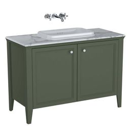 Vitra Valarte Einbauwaschtisch-M&ouml;bel-Set 65840 118x52x87,5cm, 2 T&uuml;ren, Korpus Vintage gr&uuml;n/Waschtisch wei&szlig; hochglanz