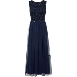 bonprix Maxikleid mit Paillettenstickerei, blau, Gr.48, Elegantes Kleid mit hochwertigen Perlen und Pailletten bestickt