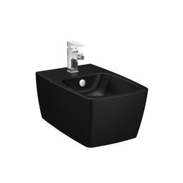 Vitra Metropole Wand-Bidet 5675B083-1046 36x56cm, &Uuml;berlauf, 1 Hahnloch mittig, schwarz matt