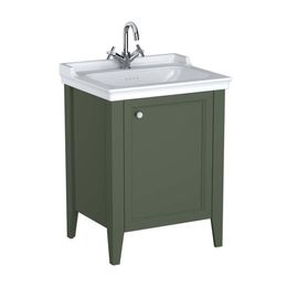 Vitra Valarte Waschtisch-M&ouml;bel-Set 65804 64,5x53x88cm, rechts, Korpus Vintage gr&uuml;n/Waschtisch wei&szlig; hochglanz