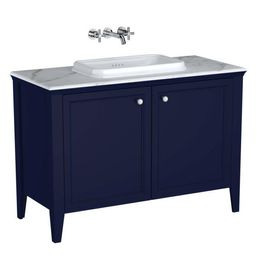 Vitra Valarte Einbauwaschtisch-M&ouml;bel-Set 65774 118x52x87,5cm, 2 T&uuml;ren, Korpus stahlblau/Waschtisch wei&szlig; hochglanz