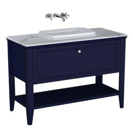 Vitra Valarte Einbauwaschtisch-M&ouml;bel-Set 65783 118x52x87,5cm, 1 Vollauszug, Korpus stahlblau/Waschtisch wei&szlig; hochglanz