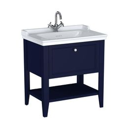 Vitra Valarte Waschtisch-M&ouml;bel-Set 65776 79,5x53x88cm, 1 Vollauszug, Korpus stahlblau/Waschtisch wei&szlig; hochglanz