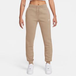 Sporthose Nike Sportswear "W NSW PHNX FLC MR PANT STD", Damen, Gr. L, N-Gr, linen, sail, Obermaterial: 80% Baumwolle, 20% Polyester, Hosen Sporthose, aus angerautem Fleece, mit Kordelzug