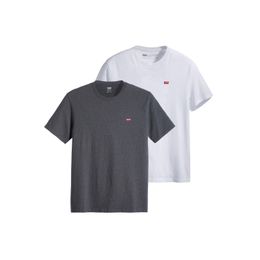 Levi's T-Shirt LEVI'S "T-Shirt Original Housemark Tee 2er Pack", Herren, Gr. L, bunt (wei&szlig;, dunkelgrau), Obermaterial: 100% Baumwolle CO., Shirts T-Shirt