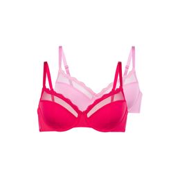 B&uuml;gel-BH Dorina "Jana", Damen, Gr. 90, Cup D, pink, pink, Microtouch, Obermaterial: 82% Polyamid, 13% Elasthan, 5% Polyester, BHs B&uuml;gel-BH, Spitzen-Details
