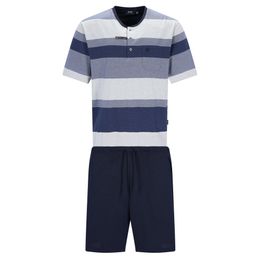 Hajo Pyjama kurz Herren Gr&ouml;&szlig;e M navy / taubenblau / dunkelblau / grau
