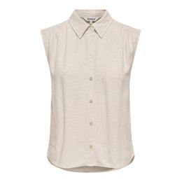 Blusentop Only CARMAKOMA "CARSIESTA S/L LINEN BL SHIRT PNT NOOS", Damen, Gr. 50, moonbeam, Web, Obermaterial: 80% Viskose, 20% Leinen, unifarben, regular fit normal, Blusen Blusentop, Viskosemischung, regular fit, mit Leinen