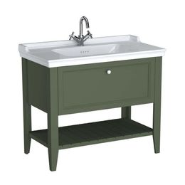 Vitra Valarte Waschtisch-M&ouml;bel-Set 65816 99,5x53x88cm, 1 Vollauszug, Korpus Vintage gr&uuml;n/Waschtisch wei&szlig; hochglanz