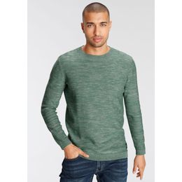 Rundhalspullover AJC, Damen, Gr. L (52/54), gr&uuml;n, Feinstrick, Obermaterial: 100% Baumwolle, meliert, unifarben, schmal, Rundhals, Rippstrickb&uuml;ndchen, Pullover Rundhalspullover, in melierter Optik