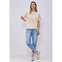 T-Shirt Street One, Damen, Gr. 34, smoke beige, Stoff, 48% Viskose, 48% Polyester, 4% Elasthan, unifarben, comfort fit normal, U-Boot-Ausschnitt, normaler Saum, Shirts T-Shirt, mit U-Boot-Ausschnitt