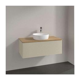 Villeroy & Boch Villeroy und Boch Antao Waschtisch-Unterschrank L31111HJ mit Beleuchtung, 1 Auszug, 1000 x 360 x 500 mm, Front mit Struktur, Silk Grey Matt Lacquer / Honey Oak