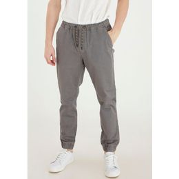 Chinohose Blend "Trousers BHNIMBU pants", Herren, Gr. L, N-Gr, grau (granite), Web, Obermaterial: 97% Baumwolle, 3% Elasthan, unifarben, washed, comfort fit normal, Hosen Chinohose, mit Kordelzug und elastischem Bund