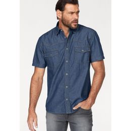 Arizona Herren Jeanshemd, blau, Basic, Gr. 41, unifarben, Jeans, Obermaterial: 100% Baumwolle, Hemden, Kurzarm im Western Stil