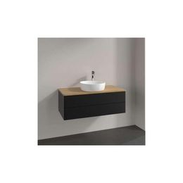 Villeroy & Boch Villeroy und Boch Antao Waschtisch-Unterschrank L20051PD mit Beleuchtung, 2 Ausz&uuml;ge, 1000 x 360 x 500 mm, Front ohne Struktur, Black Matt Lacquer / Honey Oak