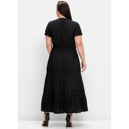 Damen Maxikleid "Maxikleid", schwarz, Gr. 54, sheego by Joe Browns, unifarben, 100% Viskose, Spitze:100% Baumwolle, Kleider