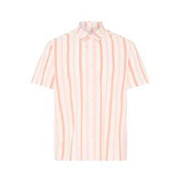 Kurzarmhemd Blend "BHABAN SHIRT STRIPE", Herren, Gr. XL, N-Gr, rosa (peachskin), Web, Obermaterial: 70% Baumwolle, 30% Leinen, Leinenoptik, gepflegt, gestreift, relaxed fit normal, Hemden