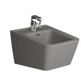 Vitra Equal Wand-Bidet 7246B476-0288 39,5x54cm, Hahnloch mittig/&Uuml;berlaufschlitz, steingrau matt VC