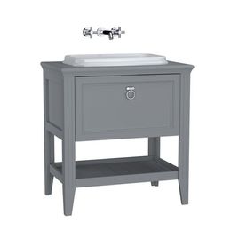 Vitra Valarte Einbauwaschtisch-M&ouml;bel-Set 62196 77,5 x 52 x 87,5 cm, 1 Vollauszug, Korpus grau matt/Waschtisch wei&szlig; hochglanz