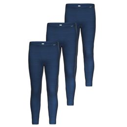Lange Unterhose Ammann "3er Pack Hose lang ohne Eingriff Day Classic / Jeans Feinripp", Herren, Gr. 8, blau (dunkelblau), Obermaterial: 75% Baumwolle CO. 25% Polyester PES., Unterhosen Lange Unterhose