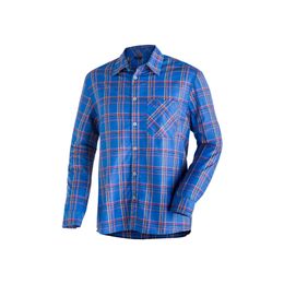 Funktionshemd Maier Sports "Claas", Herren, Gr. 62, Normalgr&ouml;&szlig;en, graublau, 85% Polyester, 15% Viscose, Hemden, Herren Hemd langarm, karriertes Freizeithemd, Langarmhemd, Regular Fit