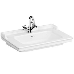 Vitra Valarte M&ouml;belwaschtisch 7802B003-0001 wei&szlig; hochglanz, 79,5 x 53 x 21,5 cm, 1 Hahnloch mittig, mit 4 &Uuml;berl&auml;ufe mittig