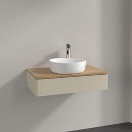 Villeroy & Boch Villeroy und Boch Antao Waschtisch-Unterschrank K08051HJ 80x19x50cm, Hahnloch, Waschbeckenplattenfarbe honey oak, silk grey matt lacquer